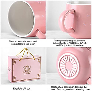 Coffee Cup Warmer with Cup - Coffee Mug Warmer Cup Warmer for Desk Coffee Warmer with Mug Set Coffee Mug with Warmer Coffee Warmer Plate (Pink)
