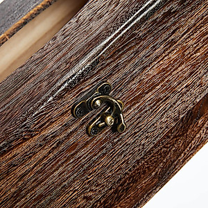 SINOBEST Rectangular Tissue Box Cover Decorative Wood Facial Tissue Holder with Hinged Lid Napkin Dispenser in Antique Style