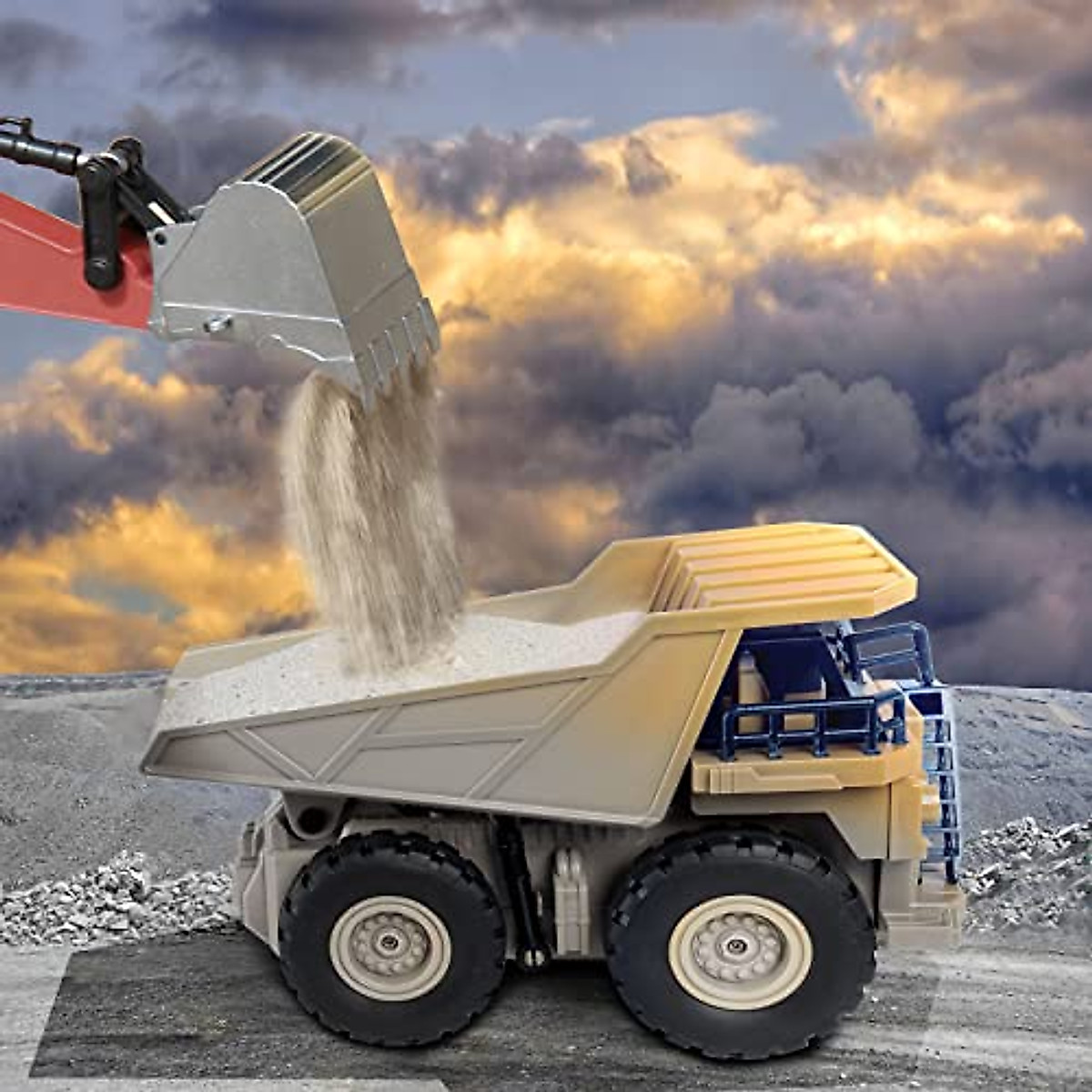 Funbud Remote Control Dump Truck for Boys Ages 6-12, RC Construction Vehicle Engineering Toys, Birthday Ideas for 7 8 9 10 11 Year Old Kids