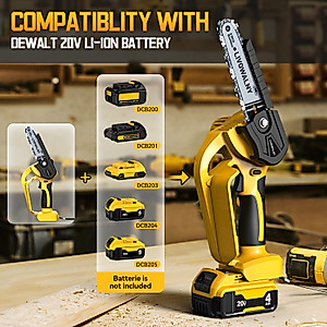 Mini chainsaw for DeWalt 20V battery: cordless electric chain saw - handheld 6 inch pruning tool（no battery）