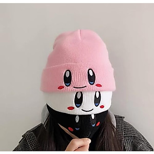 JILANI HANDICRAFT Kir-by Beanies hat Lovely face Embroidery Winter Knitted Hat Bonnet Cap Girls Boys Skiing Warm Unisex (Pink)