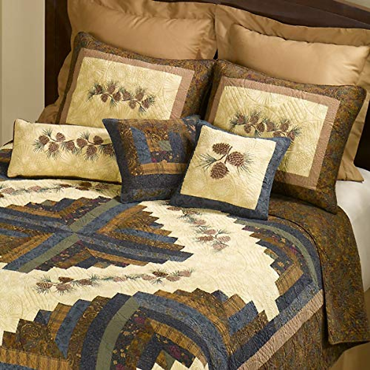Donna Sharp Pillow Sham - Cabin Raising Pine Cone Lodge Decorative Pillow Cover with Pine Cone Pattern - Standard