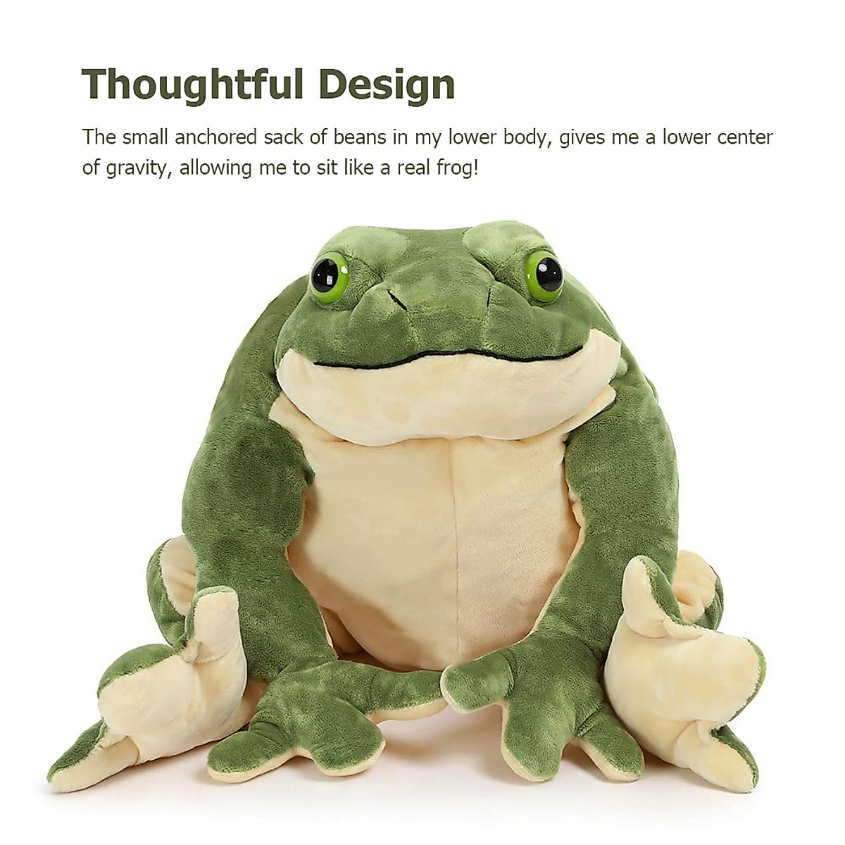 MorisMos Giant Frog Stuffed Animal Frog Plush, Large Stuffed Frog Plush, Big Stuffed Green Frog Pillow for Kids, 22 Inch