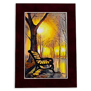 11x14 Mat Bevel Cut for 9x12 Photos - Acid Free Dark Red Suede Precut Matboard with Backing Board and Crystal Clear, Self Seal Photo Mat Bag - for Pictures, Photos, Framing - 4-ply Thickness