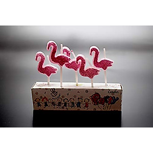 Birthday Candles - 1st Birthday Candle - Flamingo Candles - 5th Birthday Candles -Pink Flamingo Candles - Wedding Love Candles for Cake (Flamingo/Pink Glitter)