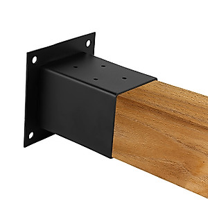 (4 PCS) LADECH 4x4 Wood Fence Post Anchor Base, 2mm Thick Steel and Black Powder Coated,Come with Wood Screws and Concrete Anchors (Black - 4 PCS)