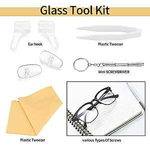 Eyeglasses Repair Kit, Sunglasses Repair Kit, Includes Glasses Screws and Screwdrivers, Glasses Nose Pads,Glasses Cloth, Tweezer, for Glasses, Sunglasses, Watch, Repair Kit - 500 Pcs