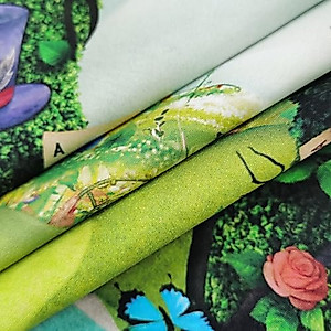 Newsely Wonderland Tea Party Photo Backdrop 5Wx7H Photography Key Hold Checkerboard Green Grass Fence Decorations Background for Newborn Baby Shower Fairy Castle Tale Tapestry Banner Props Supplies