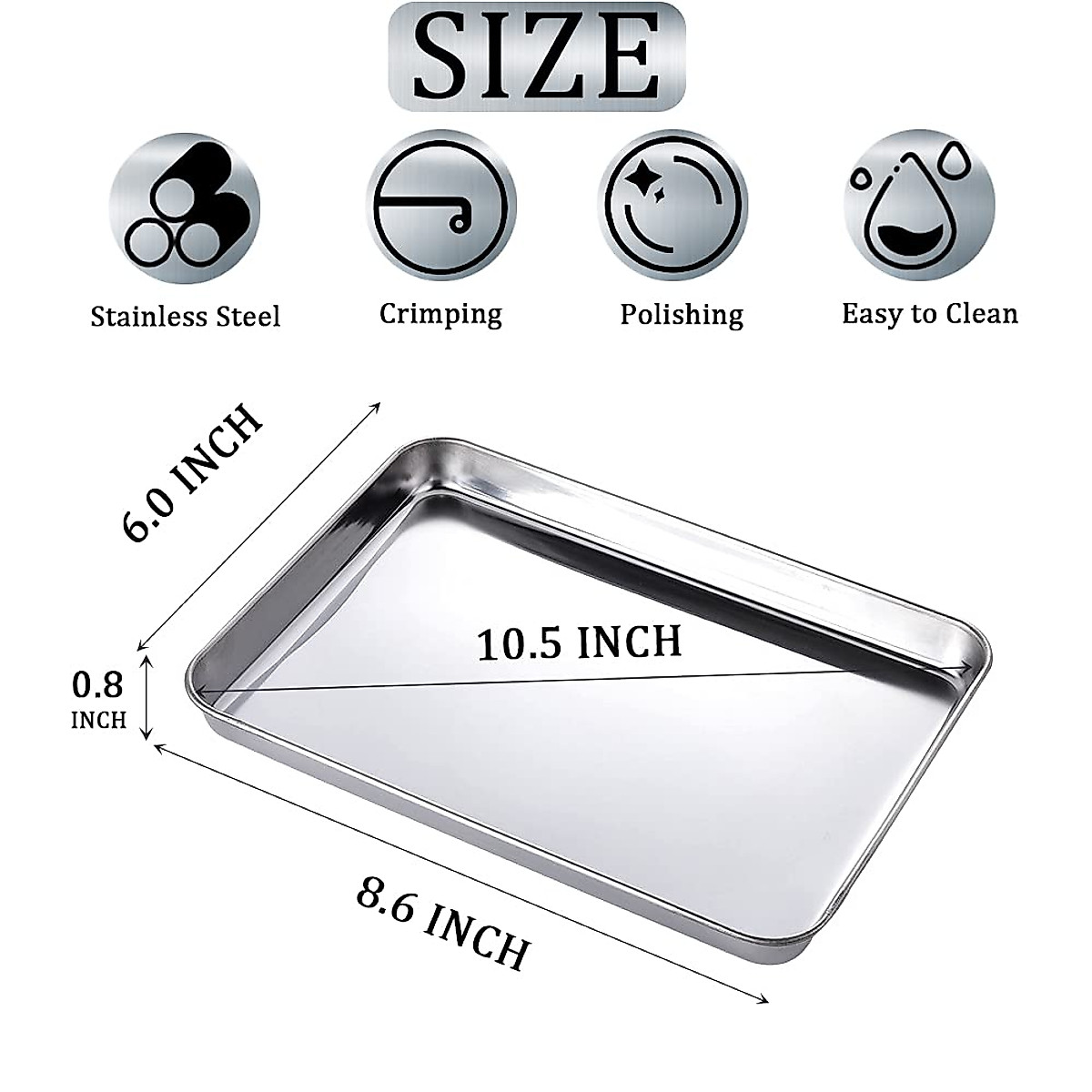 3 Pack Professional Medical Surgical Stainless Steel Dental Procedure Tray Thickening Lab Instrument Tools Trays -Flat Type (8.6" * 6.0" * 0.8", 3)