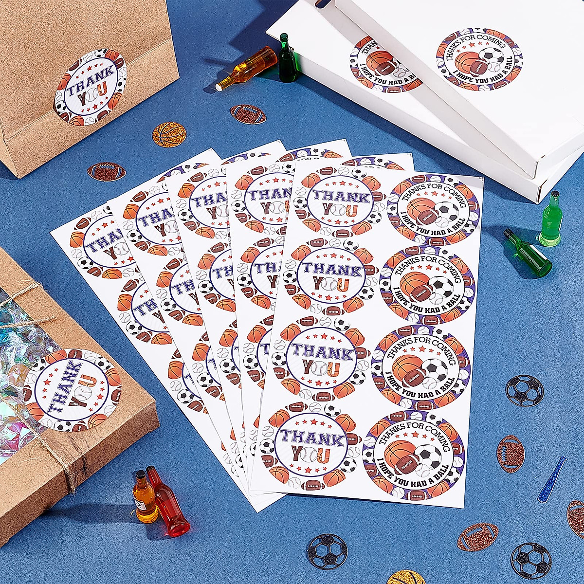 Sursurprise Sports Stickers All Star Thank You Circle Labels Sports Themed Birthday Party Favors 2 Inch 48 Pack
