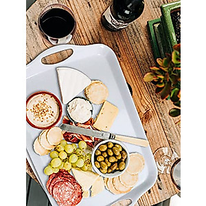 Large Melamine Serving Trays for Eating, 17.5’’ x 12’’ Serving Platter for Appetizer, Charcuterie, Food, Snack, Cupcakes, Dessert, BPA-Free, Dishwasher Safe Tray, Set of 2, White