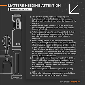 MIUI Immersion Handheld Blender - Blenders for Kitchen Hand Mixer Set, 14-Speed Stainless Steel Blade & Body Hand Stick, Hand Blender Electric With Egg Whisk, Perfect for Kitchen Mixing and Pureeing