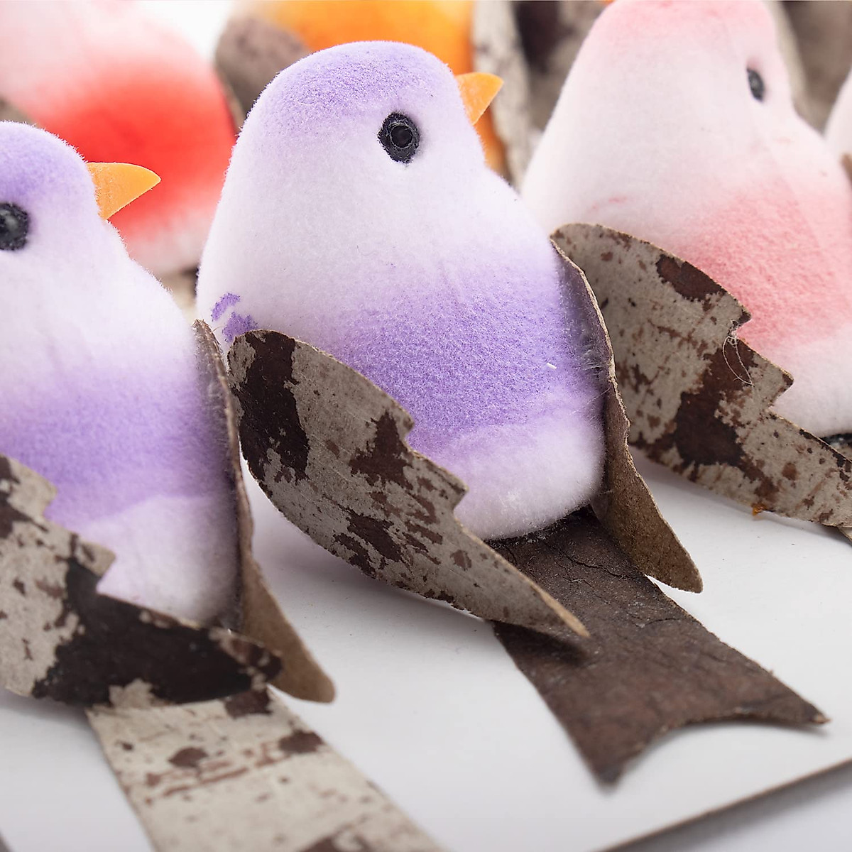 Warmtree 24 Pcs Artificial Simulation Birds Feather Mini Bird Decorative Fake Birds for Christmas Tree Craft Home Ornaments Garden Wedding Decoration