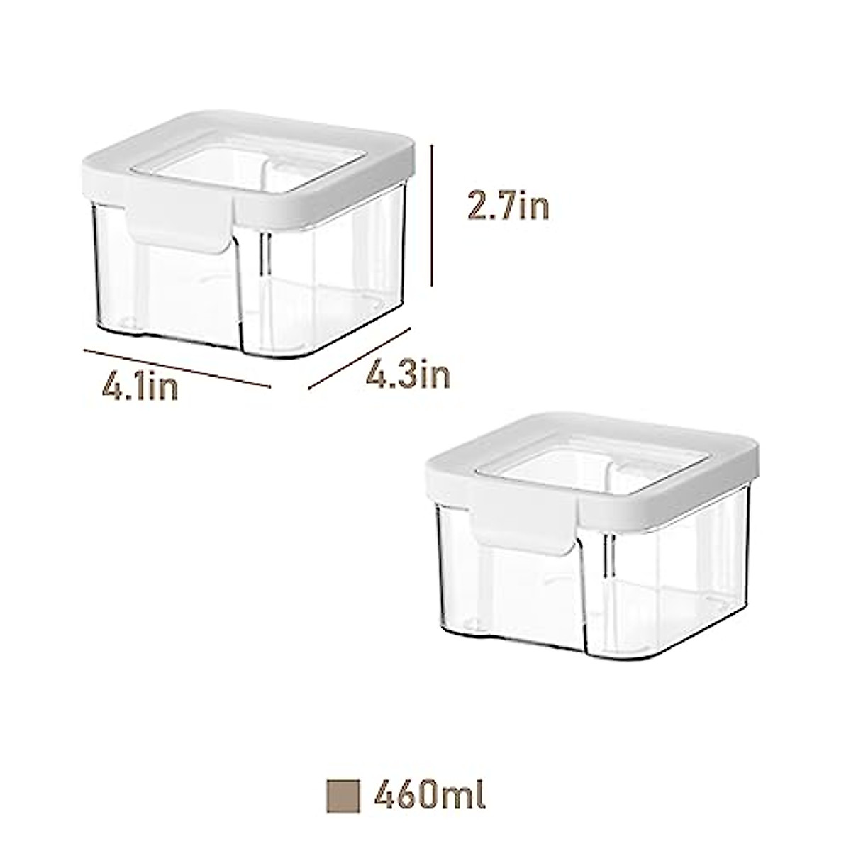 16PCS Square Pantry Food Storage Containers with Lid Airtight, Small Cereal Containers for Kitchen, BPA-Free Thick Plastic Canisters for Candy, Fruit, Snacks, Grains, Cookies Container (460ml/15oz)
