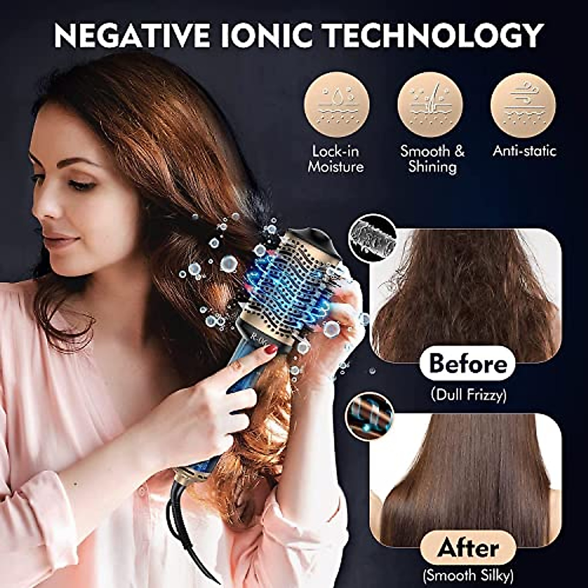 Hair Dryer Brush, Blow Dryer Brush Dryer and Styler Volumize in One, 4 in 1 Brush Blow Dryer Gold, Mothers Day Gifts from Daughter/Son