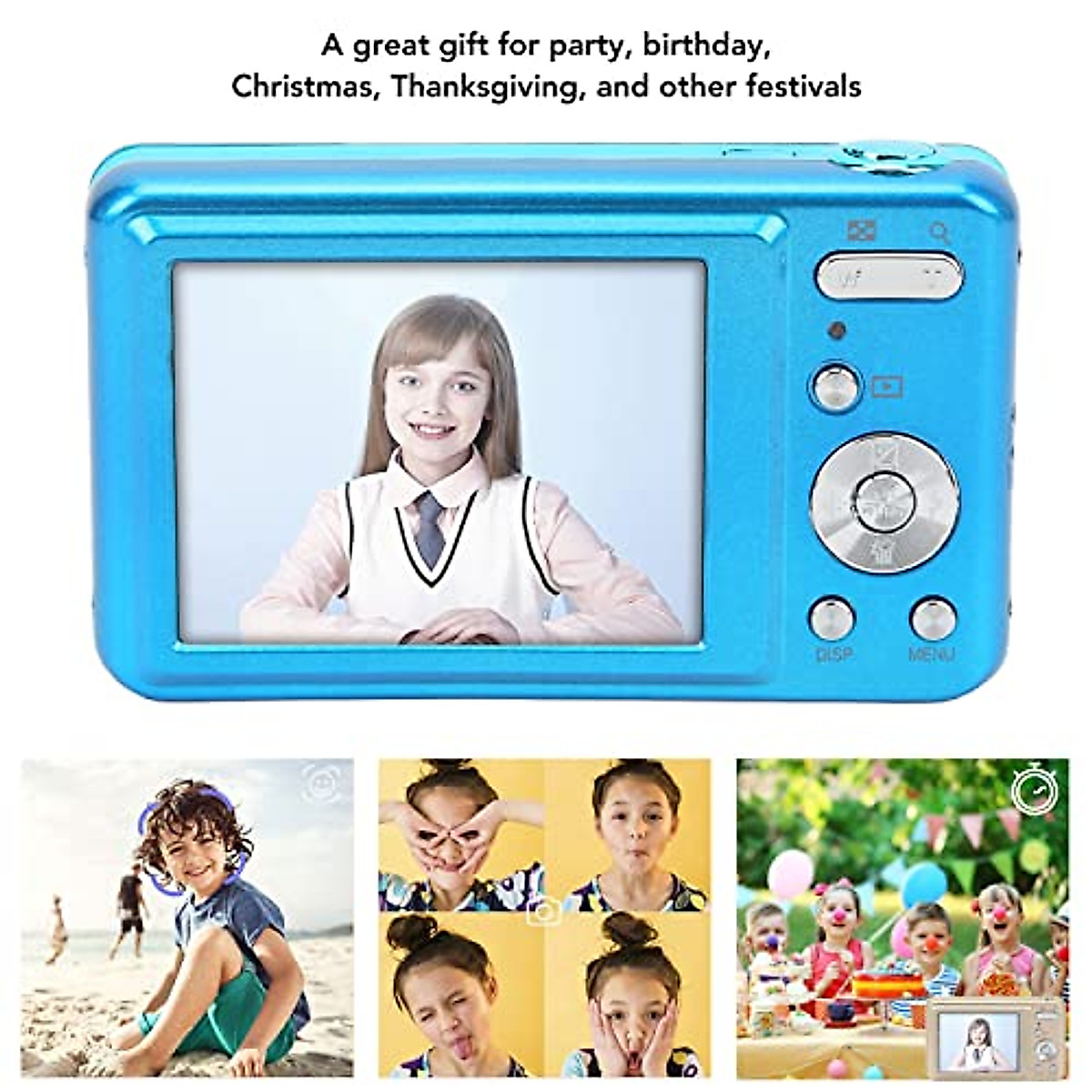 4K Digital Camera, 48 MP Camera with 2.7in HD Screen, 8X Optical Zoom Portable Digital Camera, Vlogging Camera for Children Beginners(Blue)