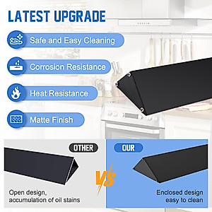 30" Slide-in Range Rear Filler Kit W10113901A, Stove Gap Universal Triangular Filler Strip, Cooktop Trim Kit Between Stove and Backsplash for Whirlpool & Most Brand, Durable Aluminum, Black