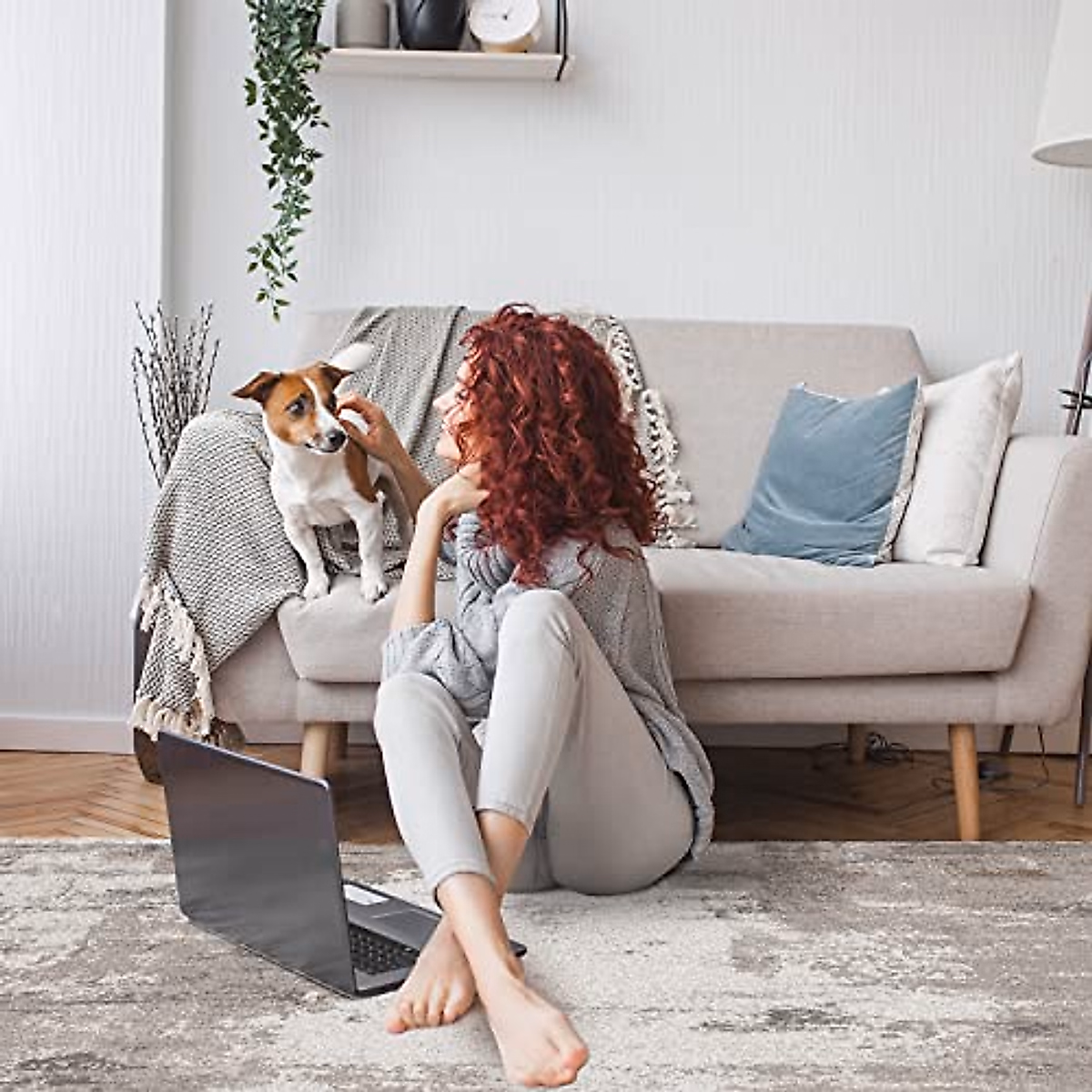 OIGAE Machine Washable Rug 9'x12', Ultra-Thin Foldable Abstract Modern Area Rug, Stain Resistant Anti Slip Backing Rugs for Living Room&Bedroom&Dining Room, Brown