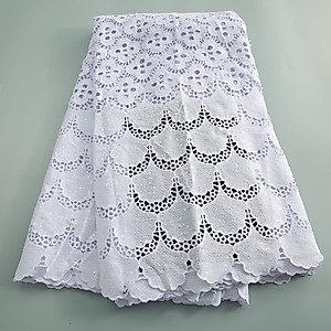 ZhenGuiRu African Lace Fabric 5 Yards, Nigerian Cord Guipure Water Soluble White Lace Fabric for Party Dress Sewing
