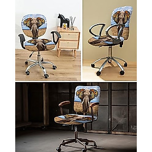 Big buy store Office Chair Cover Funny Animal Desk Chair Cover Stretch Elastic Universal Computer Chair Covers Elephant with Butterfly Wings Stretch Rotating Chair Slipcovers Protectors