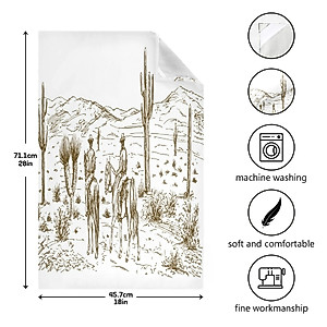 xigua West Desert Cowboys Kitchen Towels Dish Clothes Soft and Rapid Drying and Absorbent 1PCS Dishcloths Reusable Towels for Kitchen Bathroom Hotel Household Hand Towels 29"X18" inch