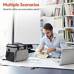 Lifewit Large Lunch Bag 24-Can (15L) Insulated Lunch Box Soft Cooler Cooling Tote for Adult Men Women, Grey