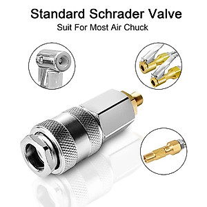 V2ine 1Pack Tire Inflator Electric Portable Air Compressor Adapter,Schrader Valve to 3 in 1 Quick Connector Coupler, Covert Your Air Pump to Pneumatic Tools Like Air Blow Gun, Air Wrench,Sander etc