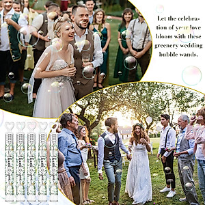 Hollowfly 120 Pcs Heart Wedding Bubble Wands Mini Bubble Wands Bulk Heart Bubble Wands for Wedding Send off Party Supplies for Weddings, Valentine's Day, Anniversaries Celebrations (Eucalyptus)