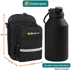 SUN CUBE Water Bottle Carrier with Strap, Insulated Water Bottle Carrier Bag with Phone Pocket Pouch, Sleeve Sling Purse Crossbody Bottle Holder for Walking, Sports, Hiking Accessories, Black 64oz