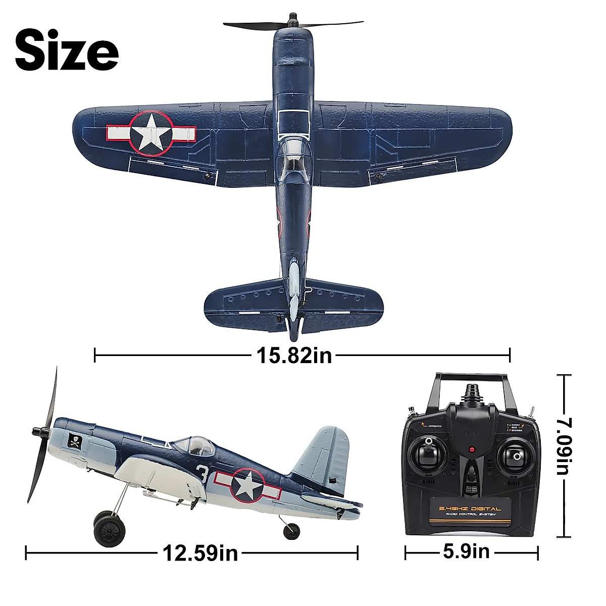 RoofWorld 2023 New Upgrade F4U Corsair RC Plane 4 Channel RTF Remote Controlled Aircraft RC Airplane for Beginners Adult with Xpilot Stabilization System & One Key Aerobatic