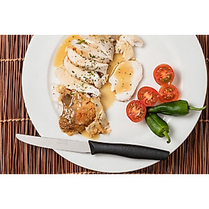 ARCOS Steak knife Set of 6 Pieces. Serrated Utility Knives Set. Ergonomic Polypropylene Handle. 4 Inch Nitrum Stainless Steel and 110 mm blade. Series Nova. Can be used effortlessly.