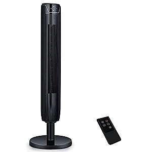 Aikoper Tower Fan, 42 Inch Bladeless Cooling Fans with Remote and Built-in 7Hrs Timer, 3 Modes and LED Display,Quiet Standing Fans for Home and Office