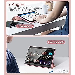 MoKo Case Fits All-New Amazon Kindle Fire HD 8 & 8 Plus Tablet(12th Generation/10th Generation, 2022/2020 Release) 8",Trifold Stand Cover with Translucent Backshell with Auto Wake/Sleep,Rose Gold