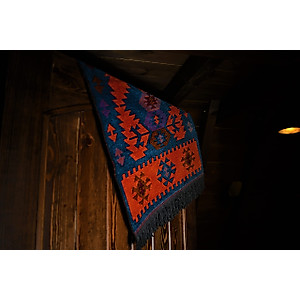 Secret Sea Collection Modern Bohemian Area Rug, Washable, Reversible, Cotton (Charcoal Grey-Orange), 2.4' x 4' ft (27.5'' x 48'') Diamond