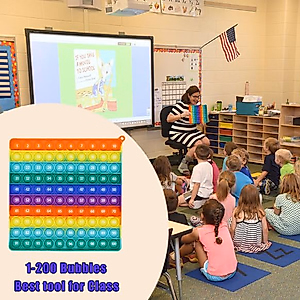 PETBSNVB Double Side 1 100 200 pop it, Chart Pop it, 200 Pop with Numbers, Square Popper for Elementary, Fidget Sensory Toy, Montessori Educational Gift for Kindergarten Classroom Kids 3 4 5 Year Old