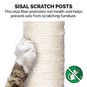 Furhaven 15.75" Tall Playground for Indoor Cats, Ft. Sisal Scratching Posts, Self-Grooming Brush, & Toy - Tiger Tough Hammock Interactive Playground - Silver, One Size