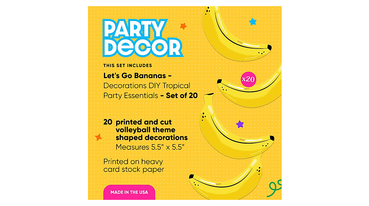DIY Tropical Party Decorations: Let's Go Bananas Set