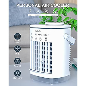 Small Portable Air Conditioner, Evaporative Air Cooler Portable, Personal Air Conditioner Mini Portable, Fans that Blow Cold Air, Desktop Cooling Humidifier Fan for Small Room/Office/Dorm/Bedroom