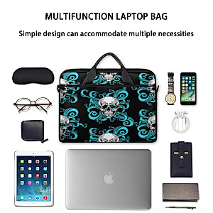 Skull Octopuses Laptop Bag 13-15 Inch Laptop Case Lightweight Computer Briefcase Messenger Bag for Women Men