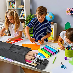 bruwaa 2 Psc Gift Wrapping Paper Organizer Storage Bag Containers with Pocket and Handles, 29" x 5.5" x 5.5", Black