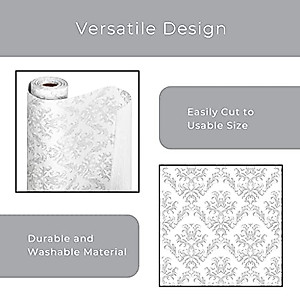 Smart Design Bonded Grip Shelf Liner - 12 Inch x 60 Feet Total (Set of 6 Rolls) - Non Adhesive, Strong Grip Bottom, Easy Clean Kitchen Drawer, Cabinet, Cupboard Dresser Cover - Fleur Gris