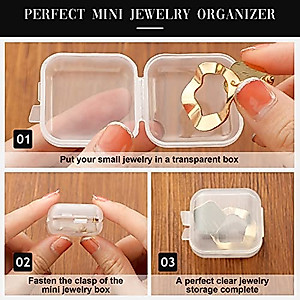 100 Pack Mini Clear Jewelry Box Earring Organizers with Hinged Lid Small Plastic Storage Box for Earrings Chains