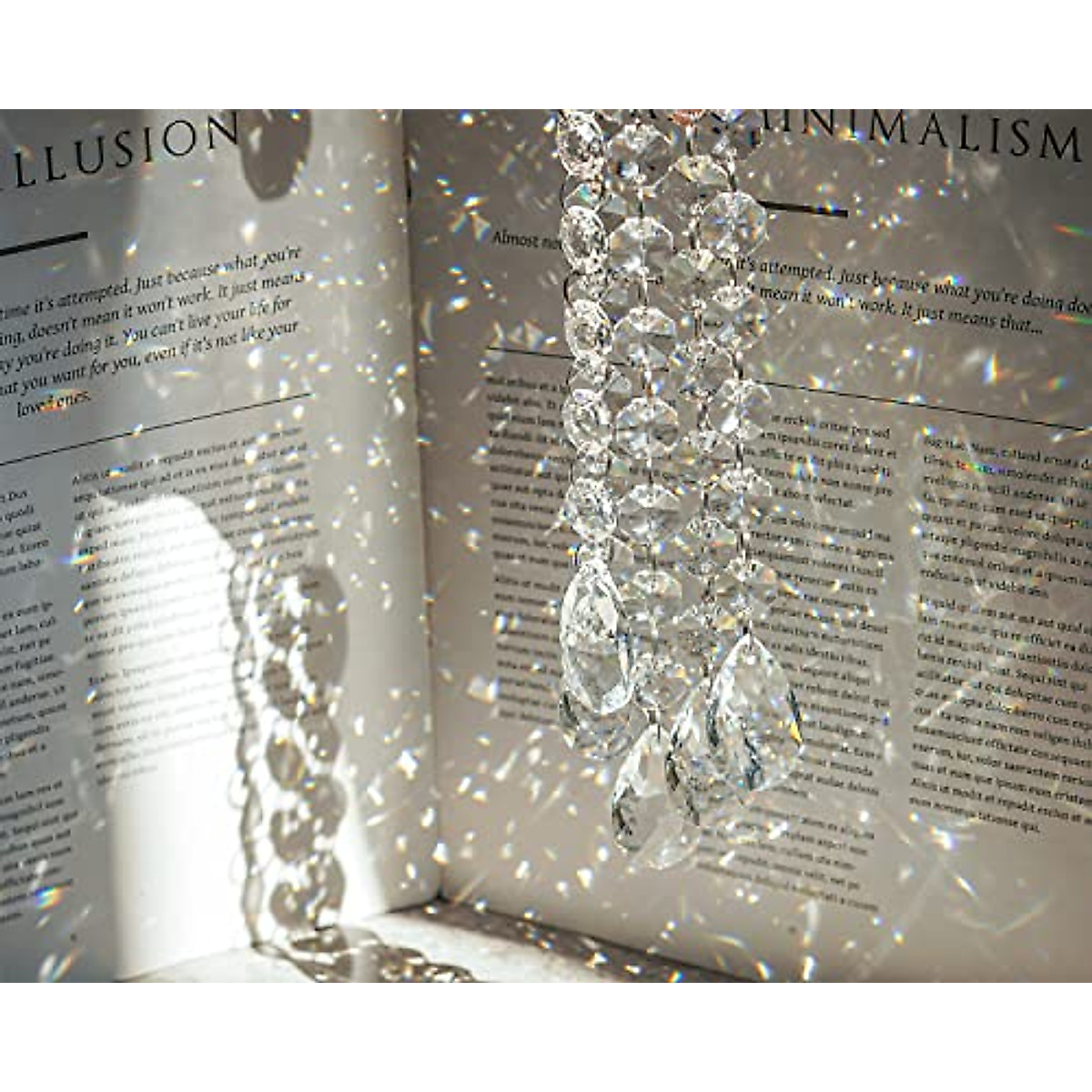 1ft 10pcs Teardrop Crystals Garland,Crystal Teardrop Chandelier Replacement,Hanging Glass Crystals for Chandelier,Wedding Decor,Crystal Christmas Tree Decorations(Clear)