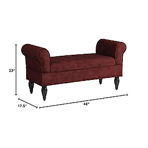 Linon 36030BER-01-KD-U Lillian Bench, Berry Red/Dark Mahogany, 45.08"W x 16.93"D x 23.23"H