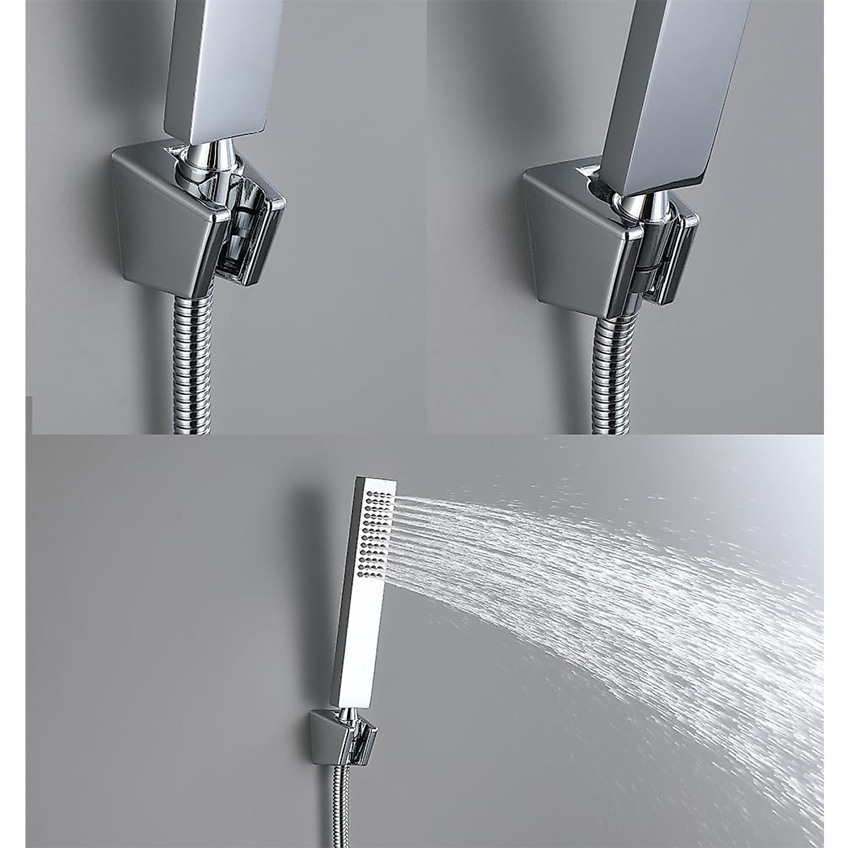 Handheld Shower Head Bracket for Bathroom, Wall Mount Robust Shower Head Holder, Universal Hand Held Shower Wand Hose Sprayer Holder, Chrome