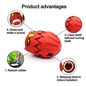 WapaW Owl Squeaky Dog Toy - Natural Rubber Treat Dispensing Dog Toys for Small & Medium Dogs, Indestructible Dog Chew Toys for Aggressive Chewer, Tough Dog Toothbrush Toy (Red Owl)