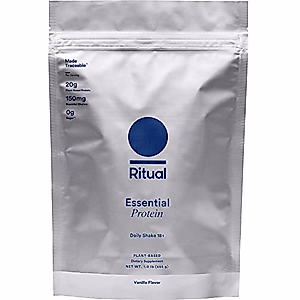 Ritual 18+ Vegan Protein Powder with BCAA: 20g Organic Pea Protein from Regenerative Farms in USA, Gluten Free, Plant Based, Sugar Free, Dairy Free, 3rd Party Tested,Hand-Crafted Vanilla, 1 Pound