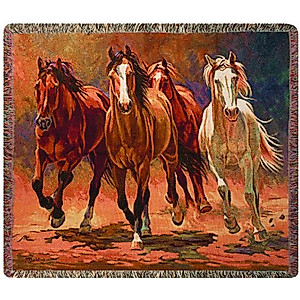 Manual Western Décor Collection 50 x 60-Inch Tapestry Throw, Hoofbeats and Heartbeats by Nancy Davidson