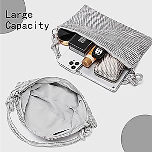 WEIMZC Rhinestone Purse Women Glitter Sparkly Clutch Evening Bags Bling Handbag Hobo Bag for Prom Cocktail Party Wedding(small size-Silver)