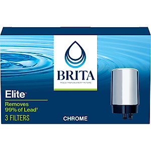 Brita Water Filter Replacements for Sink, Faucet Mount Water Filtration System for Tap Water, Reduces 99% of Lead, Chrome, 2 Count